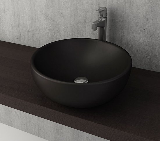 Bocchi Venezia Waskom Zonder Kraangat 45cm Mat Zwart | bol