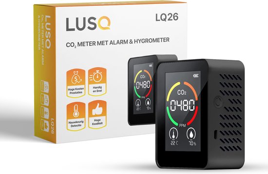 LUSQ® - Professionele - 3 in 1 CO2 Meter - CO2 Meter Horeca - Draadloos ...