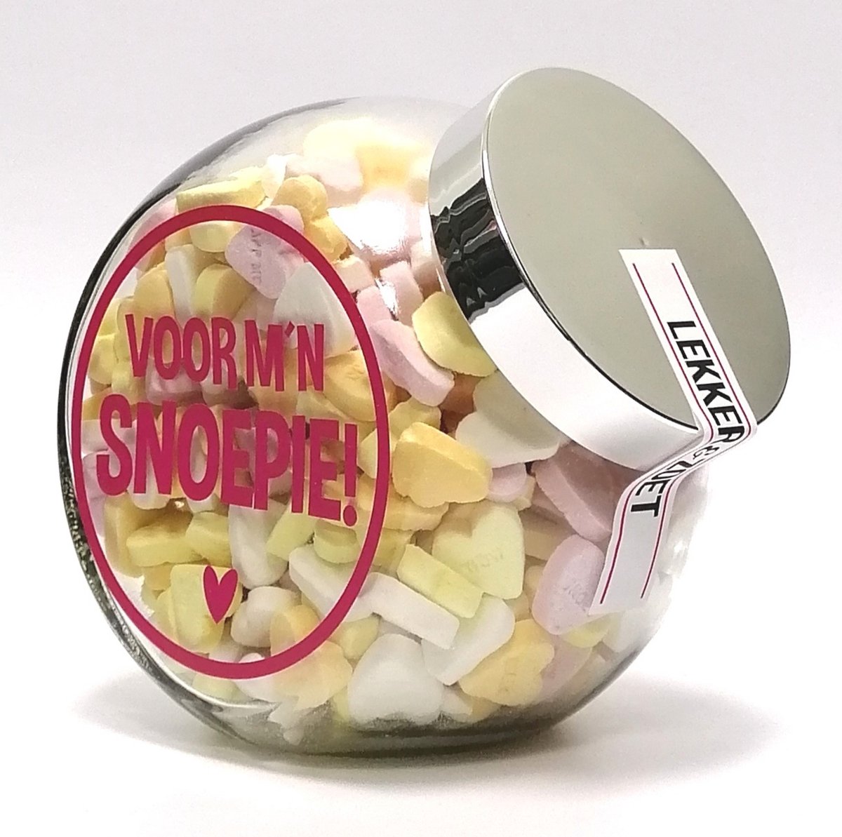 Snoeppot, gevuld met snoephartjes "voor m'n snoepie" - valentijn ...