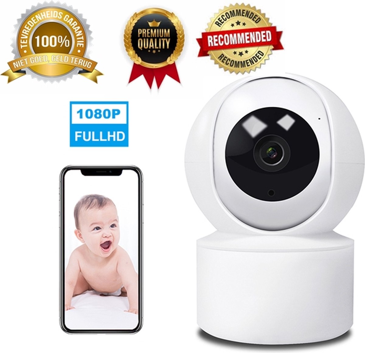 Bewakingscamera voor binnen - 1080P 2MP mini draadloze ...