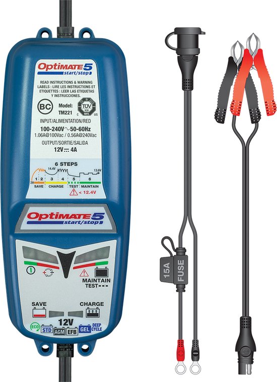 Optimate 5 Druppellader - Auto Motor Acculader Start/Stop 12 Volt / 4A ...
