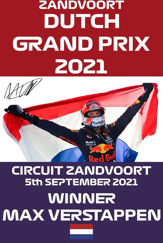 Wereldkampioen Max Verstappen Winnaar Dutch GP 2021 - metalen poster/bordje - Circuit... | bol.com