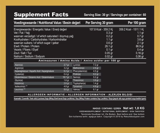 Rebuild Nutrition Casein - Night Protein - Poeder 1800 gr - Aardbei ...