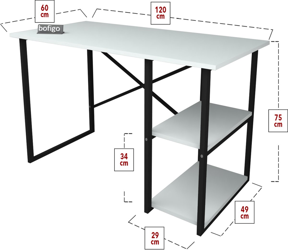 Compacte Bureau, Werktafel, Computertafel, Wit, 120 cm | bol.com