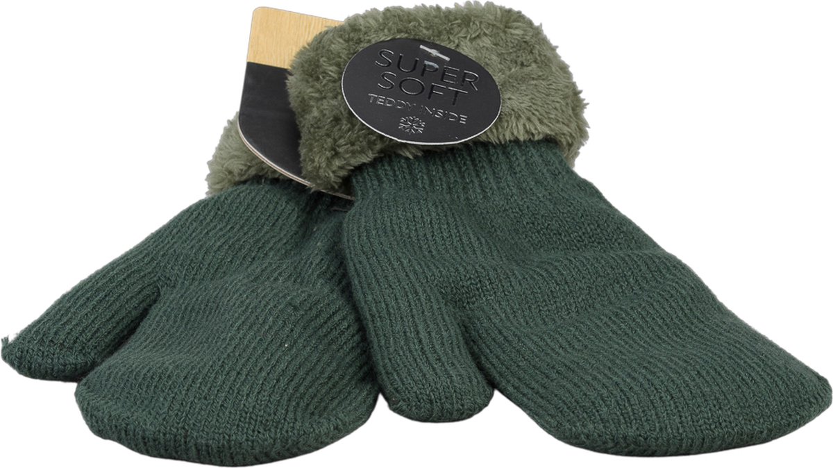 Dames Wanten Super Soft - Gebreid - Dubbel Gevoerd - Donker Groen | bol.com