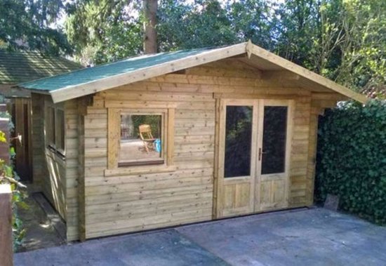 Interflex blokhut chalet – tuinhuis – geïmpregneerd hout – inclusief dakbedekking - 5x5 | bol