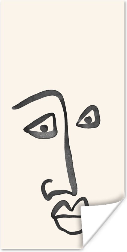 Poster Gezicht - Ogen - Line Art - 60x120 cm | bol
