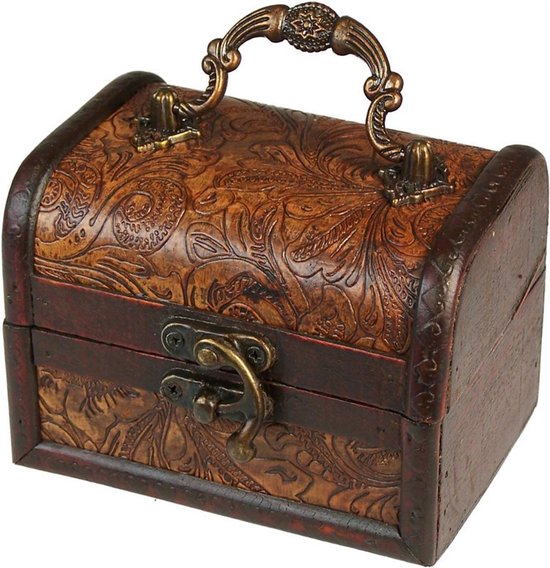 Vintage stijl kist - Large - Bloemen in Reliëf - Opbergkist - 8x11x8cm ...