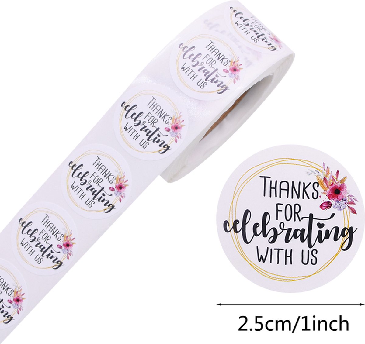 Thanks for Celebrating With Us stickers 500 stuks! - Bloemen - Sluitstickers -... | bol.com