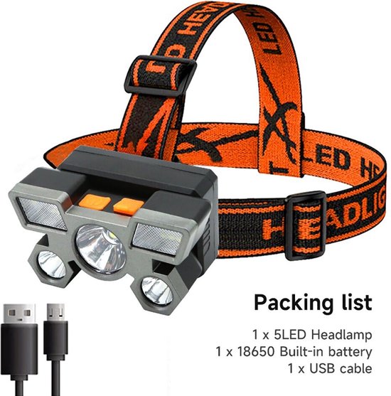 Hoofdlamp Met LED Verlichting - 5-LED Zaklamp - Hoofdlamp - LED Lamp - LED - Headlamp... | bol