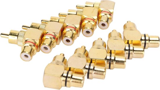 RCA Haakse Adapter Man-vrouw Koper Verguld 90 Graden L Type Connector ...