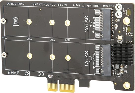 M.2 SATA Naar PCI-E Dual Disk Array Card - Transmissie Stabiliteit Uitbreidingskaart -... | bol