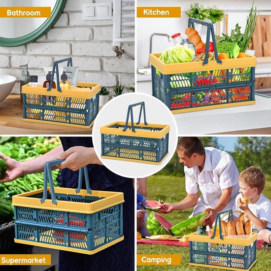 Opvouwbare boodschappenmand klapbox - set van 2 - handvat - 305 x 20 x ...