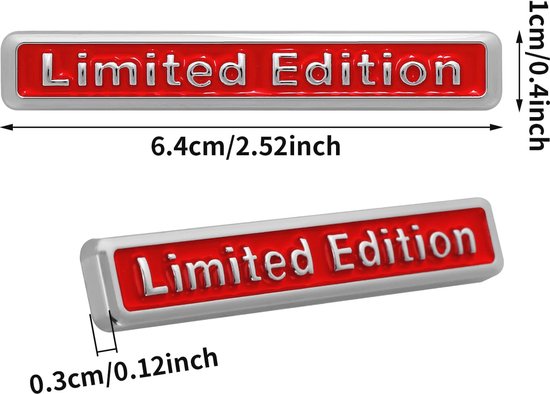 3D Auto Logo Stickers - Limited Edition Rood Metaal Embleem voor Auto ...