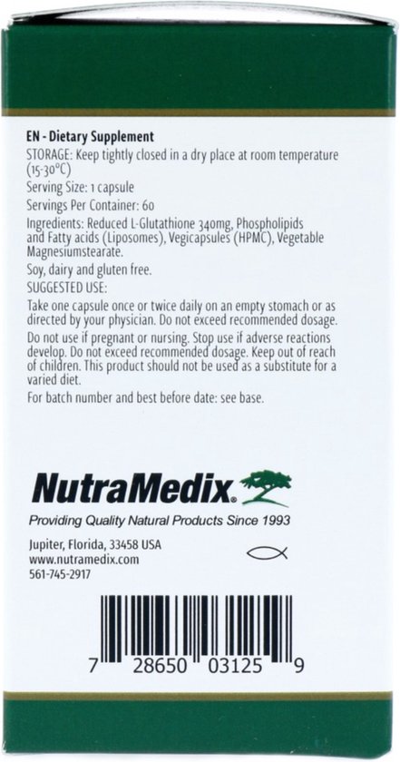 Nutramedix Glutathion liposomaal 60 Capsules | bol