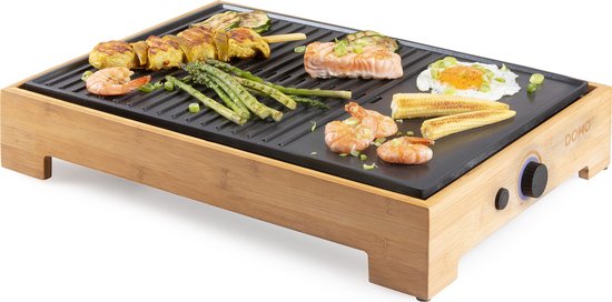 Domo Plancha Grill Bamboo Style - Tafelgrill - Grillplaat - PFAS Vrij ...