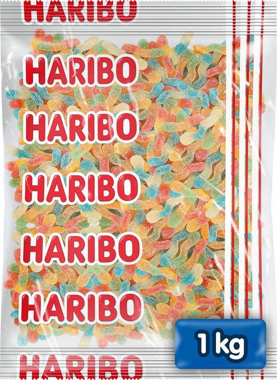 Haribo Rainbow worms - zuur snoep in fruitsmaken - 1kg zak | bol