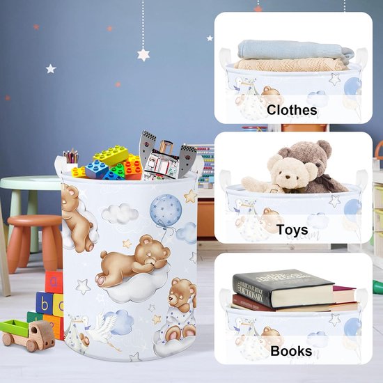 Slapende Beer Wasmand - Opbergmand - 1 stuk - Blauw - 45 liter - 36 x ...