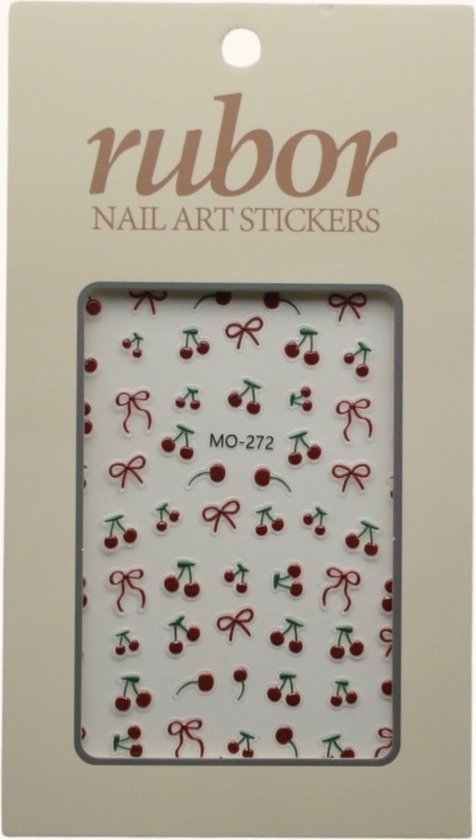 Rubor Nail-art sticker cherry - Nail-art - kersen - strik - rood ...