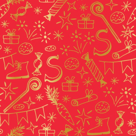 Luxe cadeaupapier - Rood met Goud - Sinterklaas papier - Inpakpapier ...