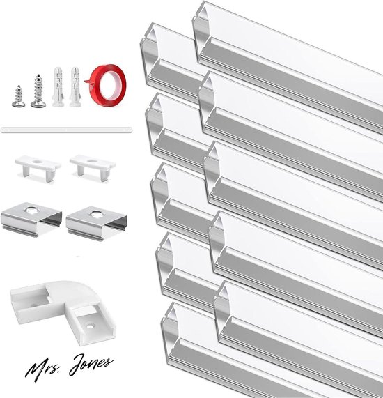 Mrs. Jones LED Aluminium Kanaal Diffuser Hoekverbinder Montage Clips U ...