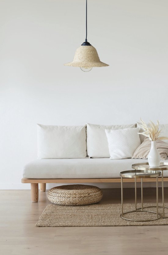 Hoedlamp - Hanglamp Gevlochten Rieten - Verlichting - Rotan hoed lamp ...