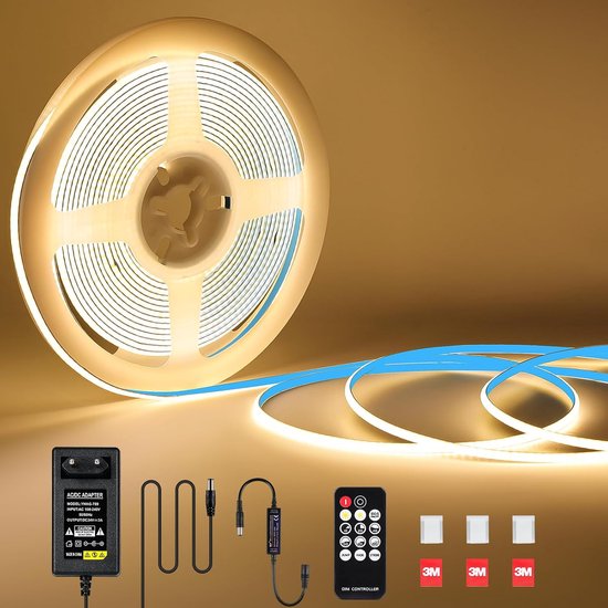 LED Strip Warm Wit 6 m 24 V 3000 K Dimbaar COB LED Strip 3 mm Breed 384 ...