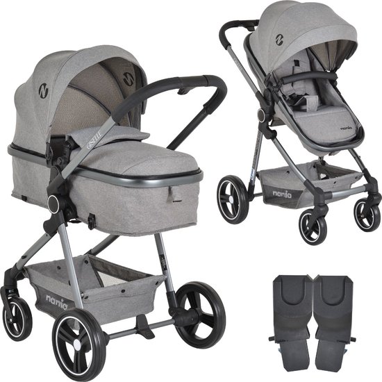 Moni Nania Giselle Grey 2-in-1 Kinderwagen incl. Adapters 111860 | bol