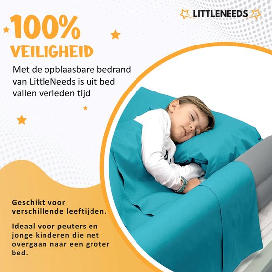 LittleNeeds® Opblaasbare Bedrand met Flap - 120CM - Bedhekje ...