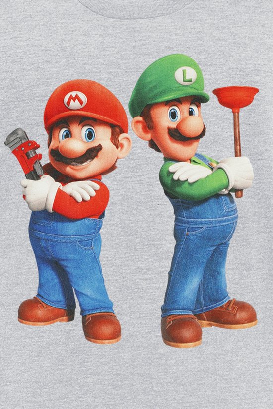 Super Mario Kids - Plumbing Bros. T-shirt grijs 140 | bol