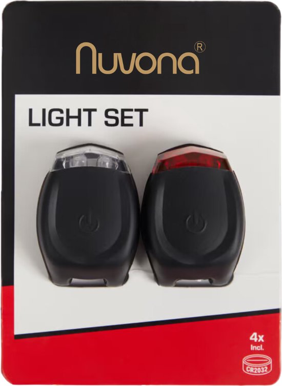 Nuvona Fietslamp Set - Voorlicht / Achterlicht - Fietslampjes Rood en ...
