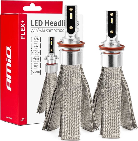 AMiO LED Mistlichten FLEX+ Serie H8 H9 H11 H16 canbus 6000K 12-24V Wit | bol
