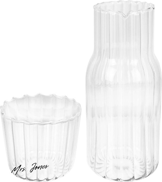 Mrs. Jones Bedside Water Karaf Glazen Pitcher en Cup Waterkaraf ...