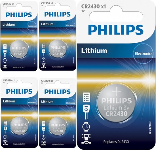 Philips CR2430 3v lithium knoopcelbatterij - 5 Stuks | bol
