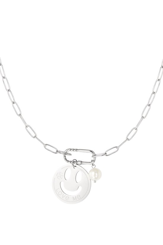 Smiley schakelketting - zilver - rvs | bol