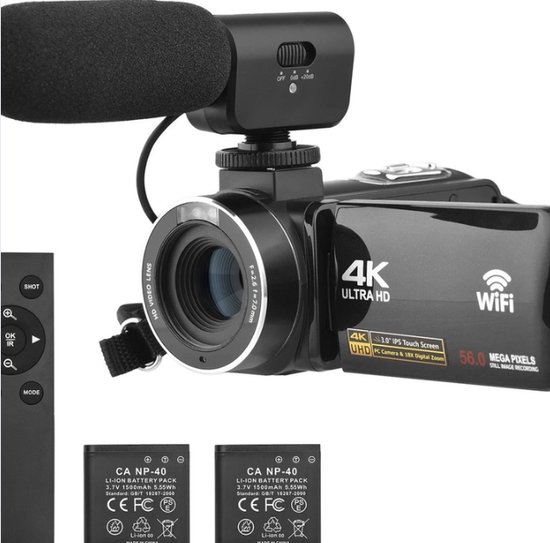 Handycam Camcorder 4k - Vlog Camera - 2 in 1 Set Met Externe Microfoon ...
