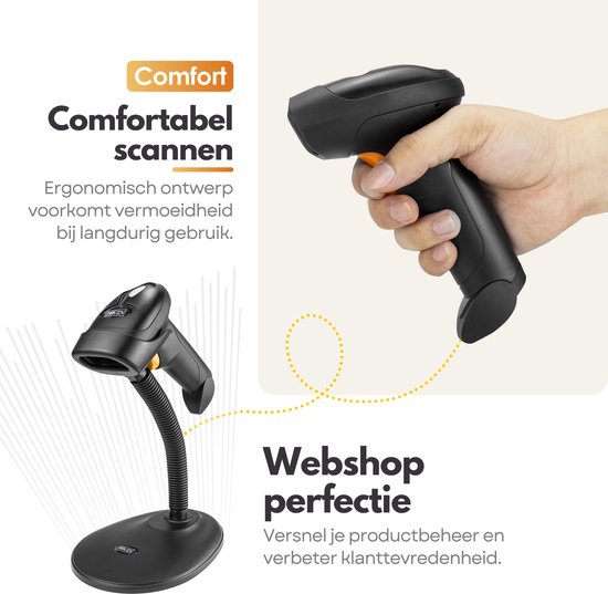 NAVIX Bekabelde Barcode Scanner - Flexibele Standaard - QR Code Snel en ...