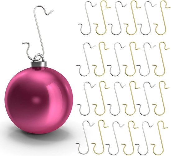 oCreon 200 Haken voor Kerstboom - Gouden & Zilveren S-vormige Hangers ...