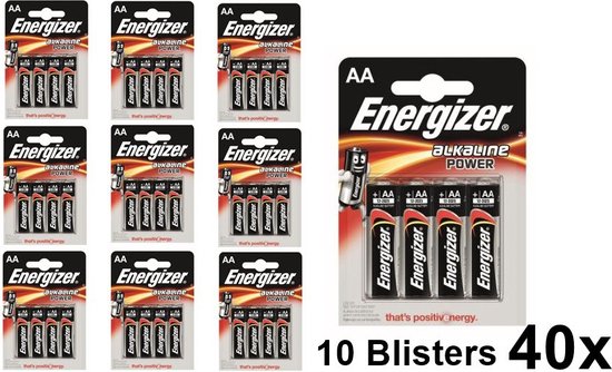 Energizer Alkaline Power LR6 / AA / R6 / MN 1500 1.5V batterij - 40 Stuks ( 10... | bol