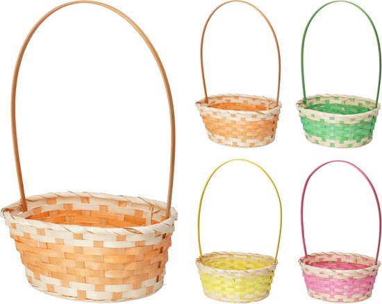 Home & Styling Rieten mandje met hengsel - groen - 20 x 38 cm ...