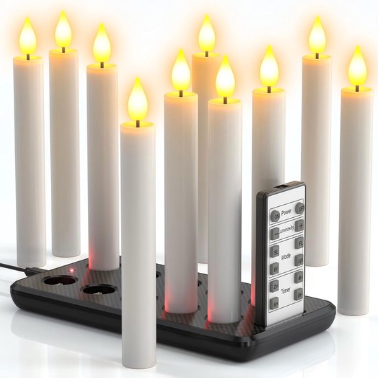 Oplaadbare LED Kaarsen met Afstandsbediening - 10 Stuks Elektrische Nep ...