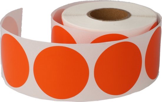 1000 Etiketten Stickers Rond 35 mm op Rol Oranje - Label Blanco Sticker ...