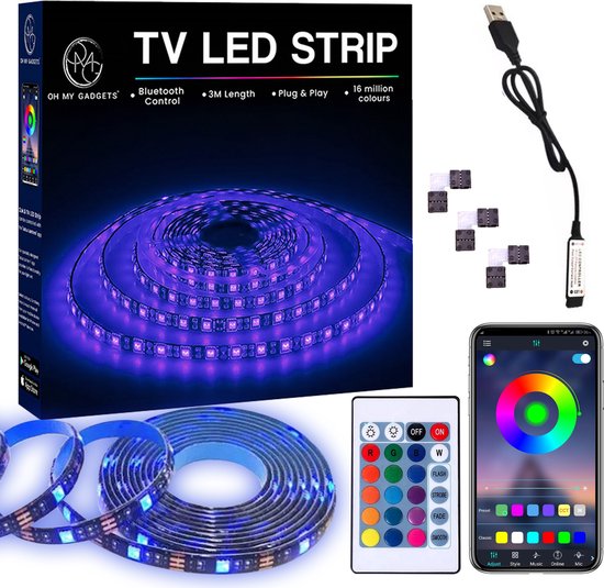 O.M.G USB TV Led strip 3M met Bluetooth en afstandsbediening - RGB Led ...