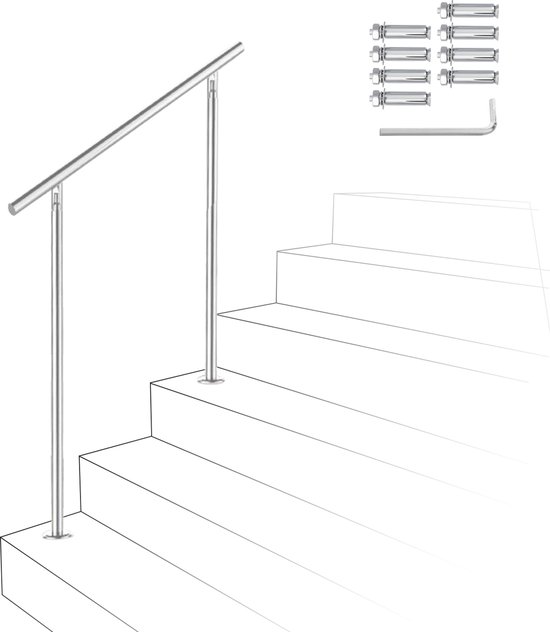 Trapleuning - Roestvrij Stalen - 80cm - Zonder Dwarsbalken - leuning ...