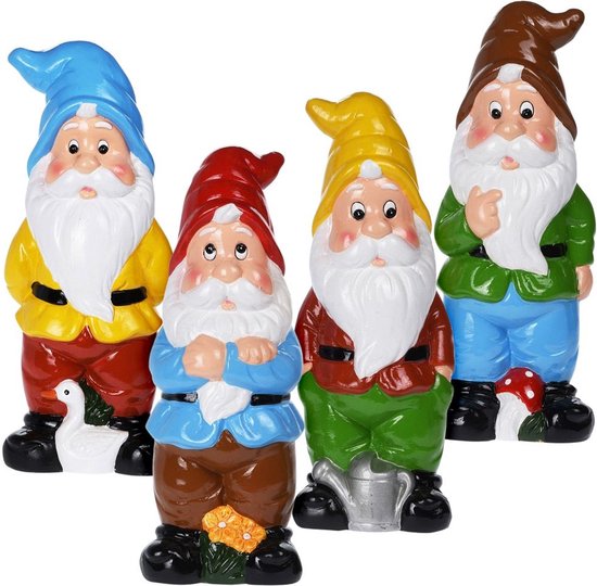 Tuinbeeld Dwerg 30 cm 4 stuks - Tuinkabouter - Kabouter - Decoratie ...