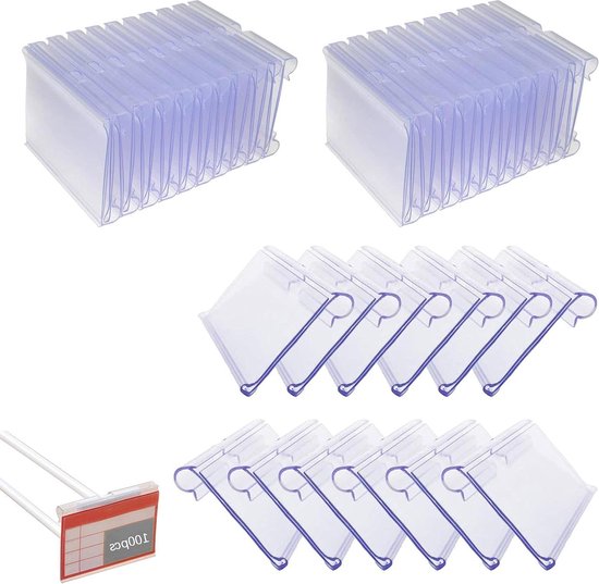 100 stuks transparante PVC prijskaarthouders - Herbruikbaar voor ...