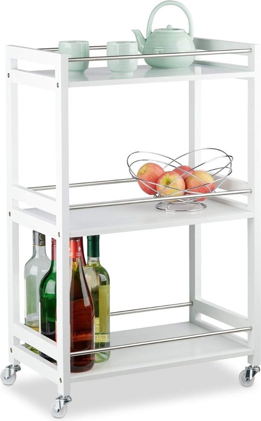 DD Roltafel - Wielen Roltafel - Keukentrolley - 81x51x30cm - Wit | bol