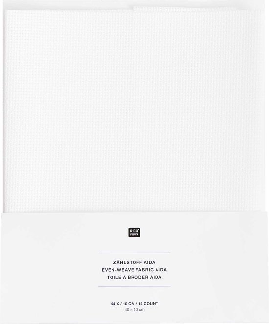 Aida stof - Rico Design - Wit - 40 x 40cm - 14 count | bol