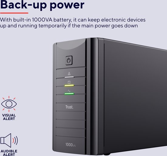 Trust Oxxtron 1000VA UPS 1 kVA 2 AC-uitgang(en) | bol
