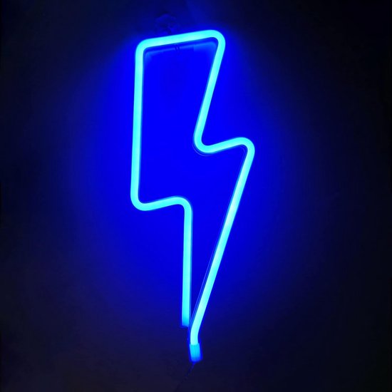 Neon Lamp - Bliksem Blauw - USB of Batterijen - Neon Verlichting - Neon ...